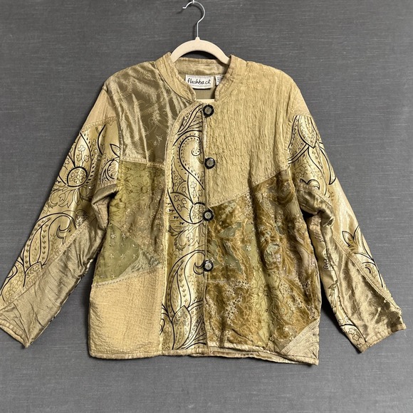 Flashback | Jackets & Coats | Vintage Flashback Jacket M Gold Patchwork ...